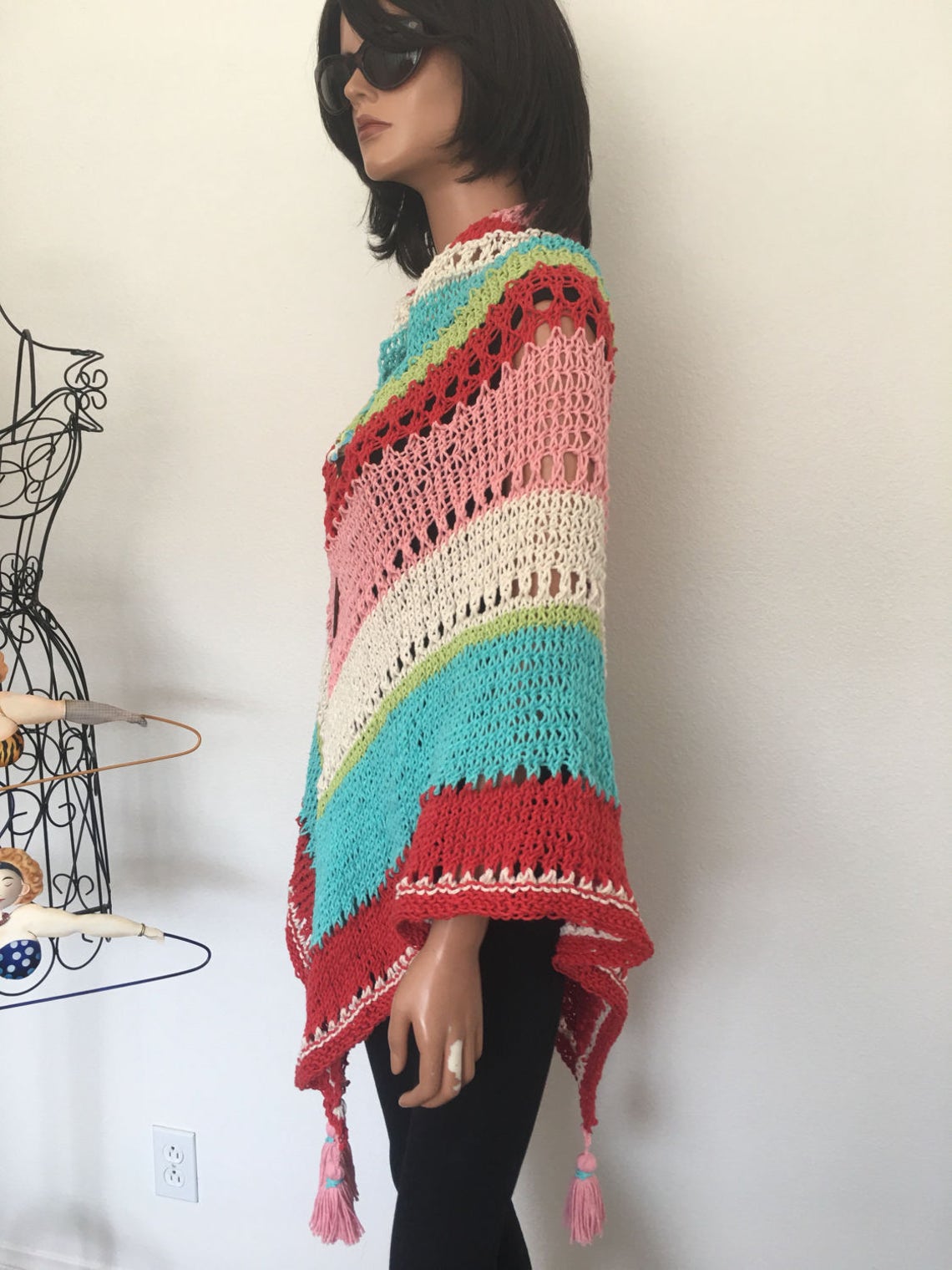 Hand Knits 2 Love Cotton Triangle Shaw Designer Fashion - Etsy