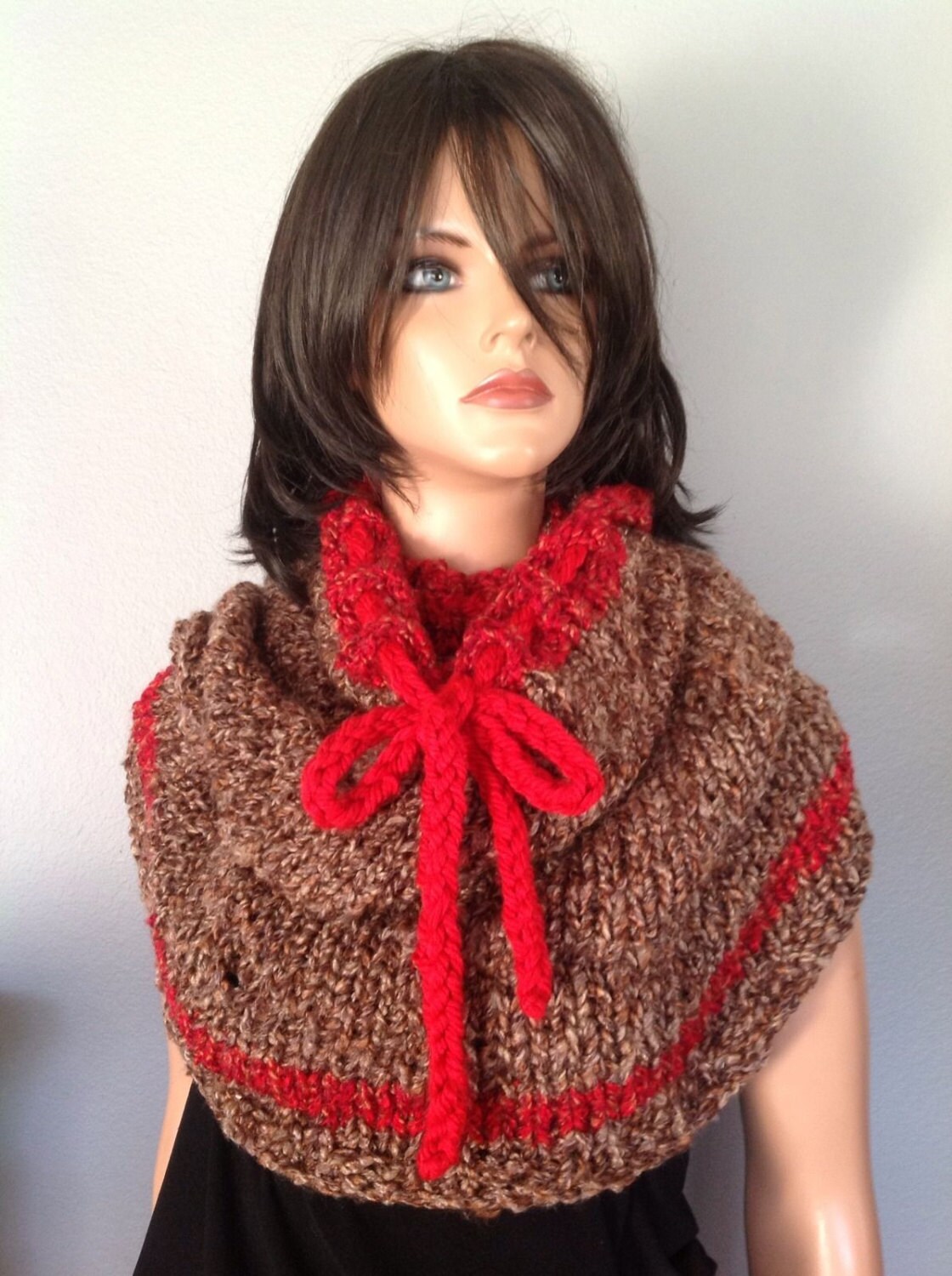 Hand Knit Circular Shawl Caplet Cowl Poncho Wrap Designer Fashion Women ...