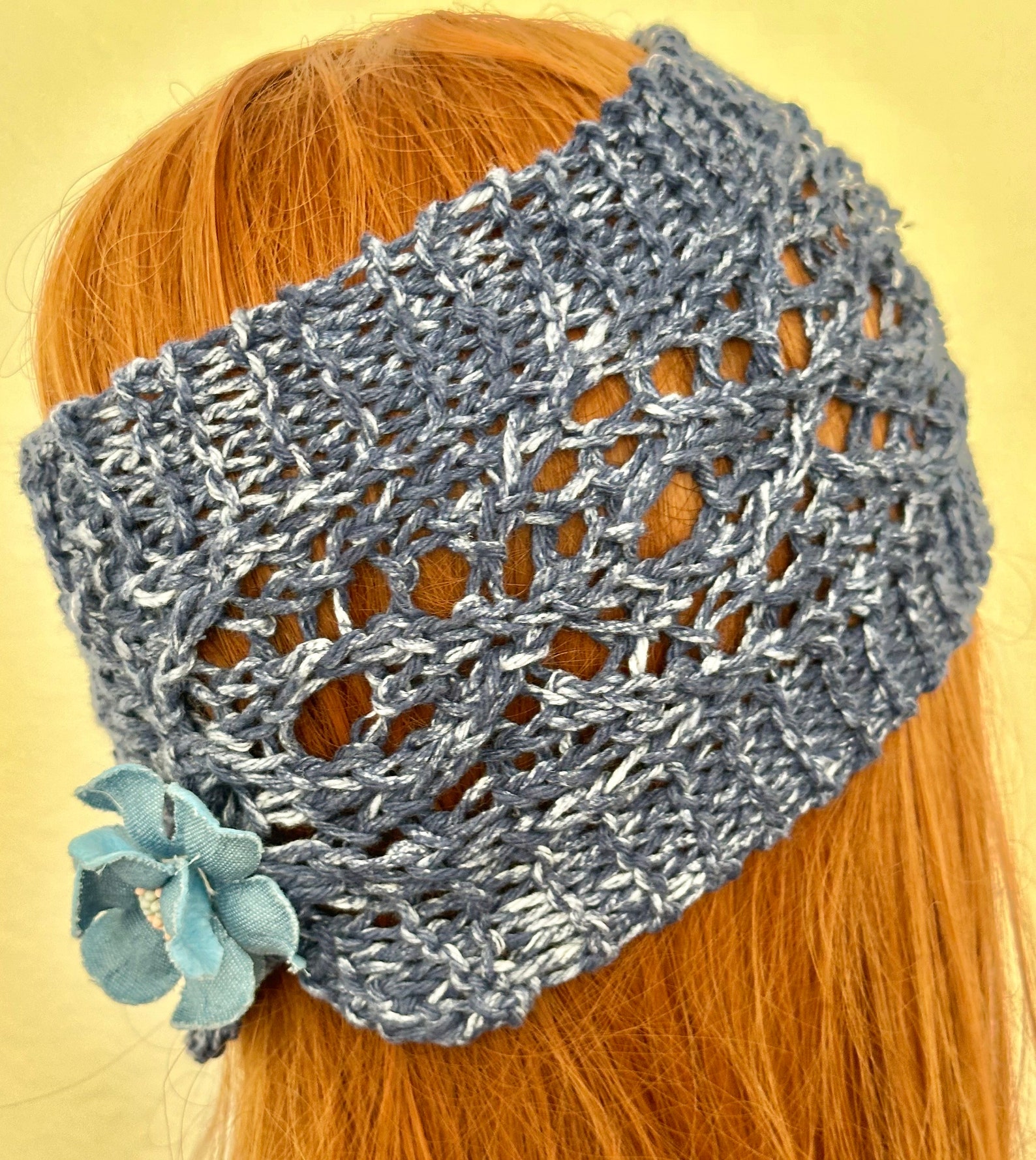 Hand Knits 2 Love Headband Bandana Headwrap Flower Lace Ombre Shades ...