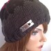 Beanie Slouch Hat Inpirational Message Designer Fashion Silver Plaque ...