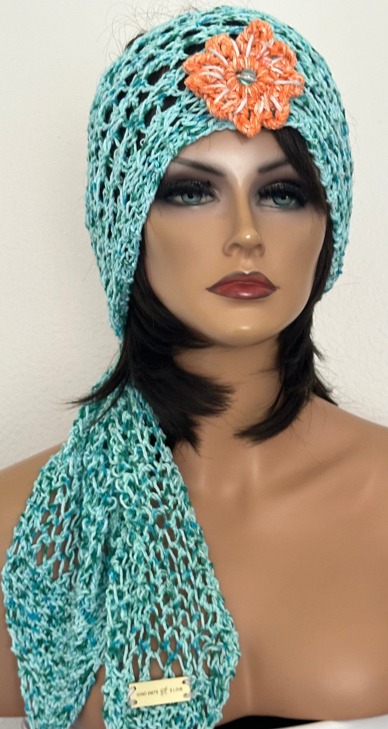 Hand Knits 2 Love Cotton Bandana Scarf Headband Headwrap Flower ...