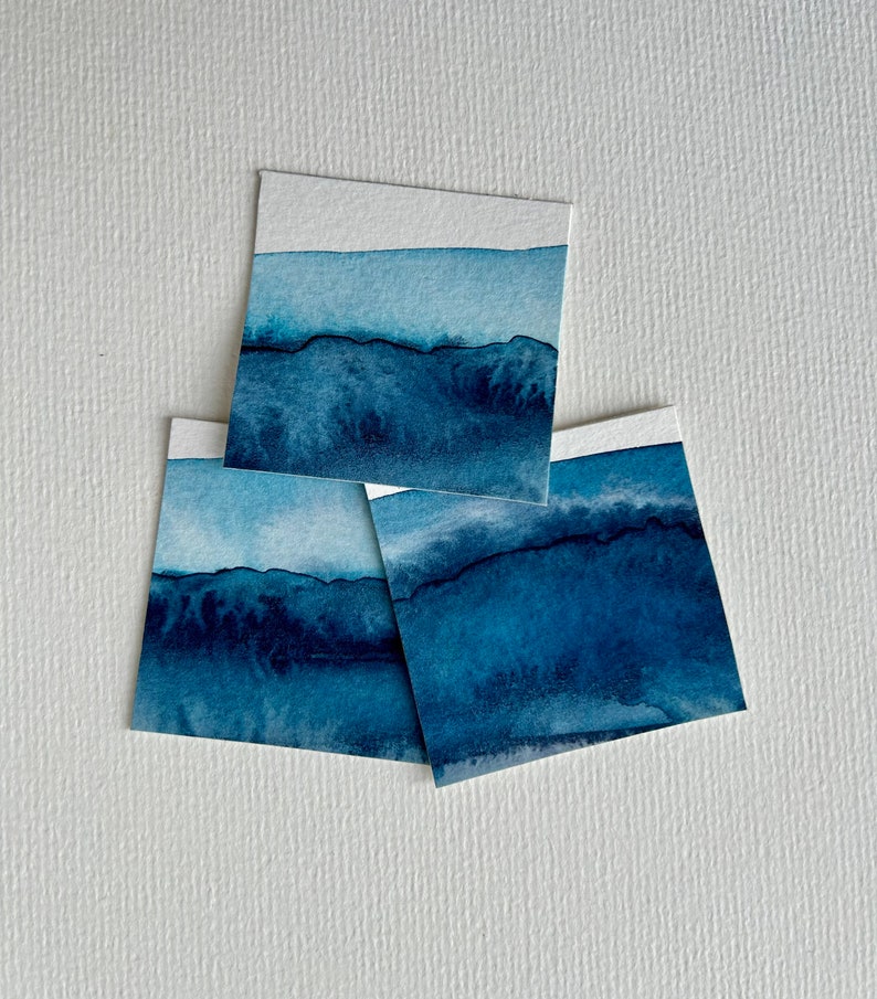 Original Watercolor Abstract Ocean Art Stickers Set Abstract - Etsy