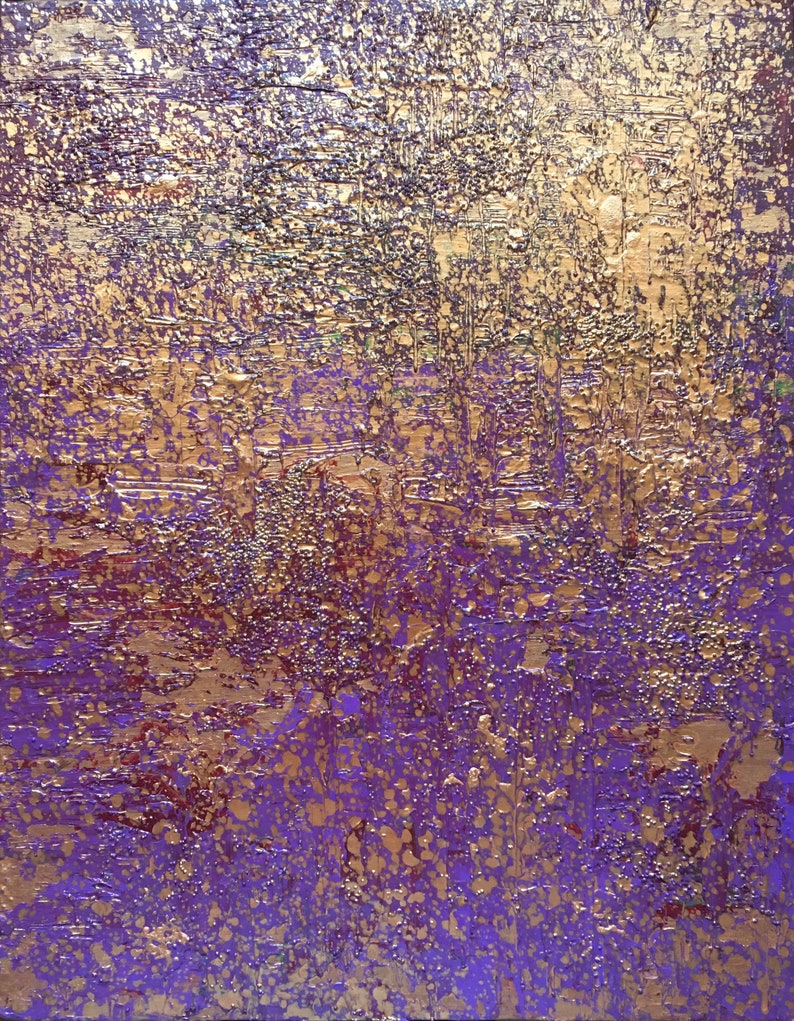 Original Acrylic Abstract Painting on Canvas Contemporary Purple Gold ...