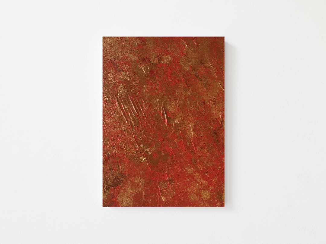 Original Red and Gold Acrylic Abstract Painting on Canvas Board ...