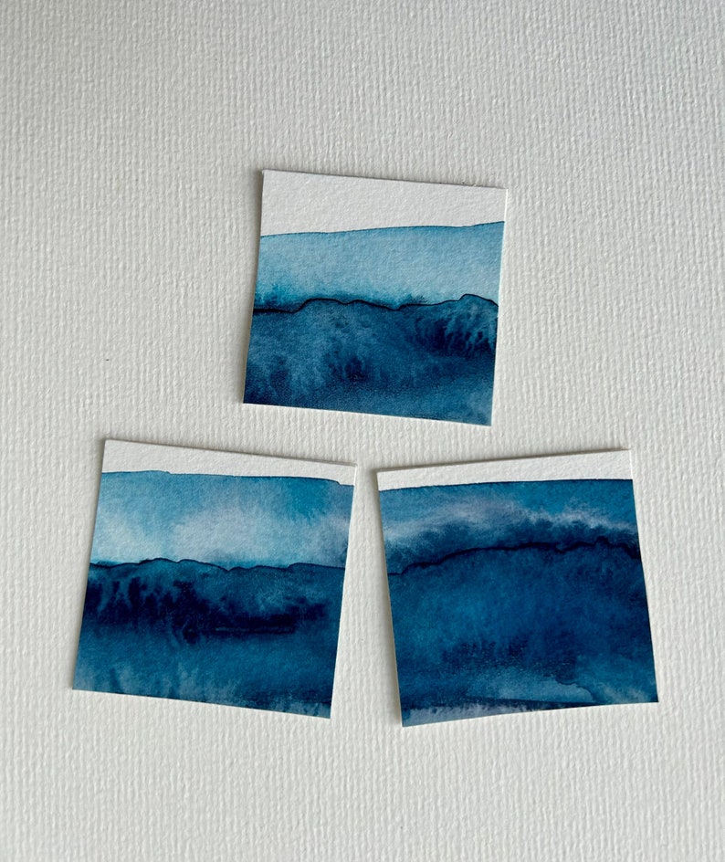 Original Watercolor Abstract Ocean Art Stickers Set Abstract - Etsy