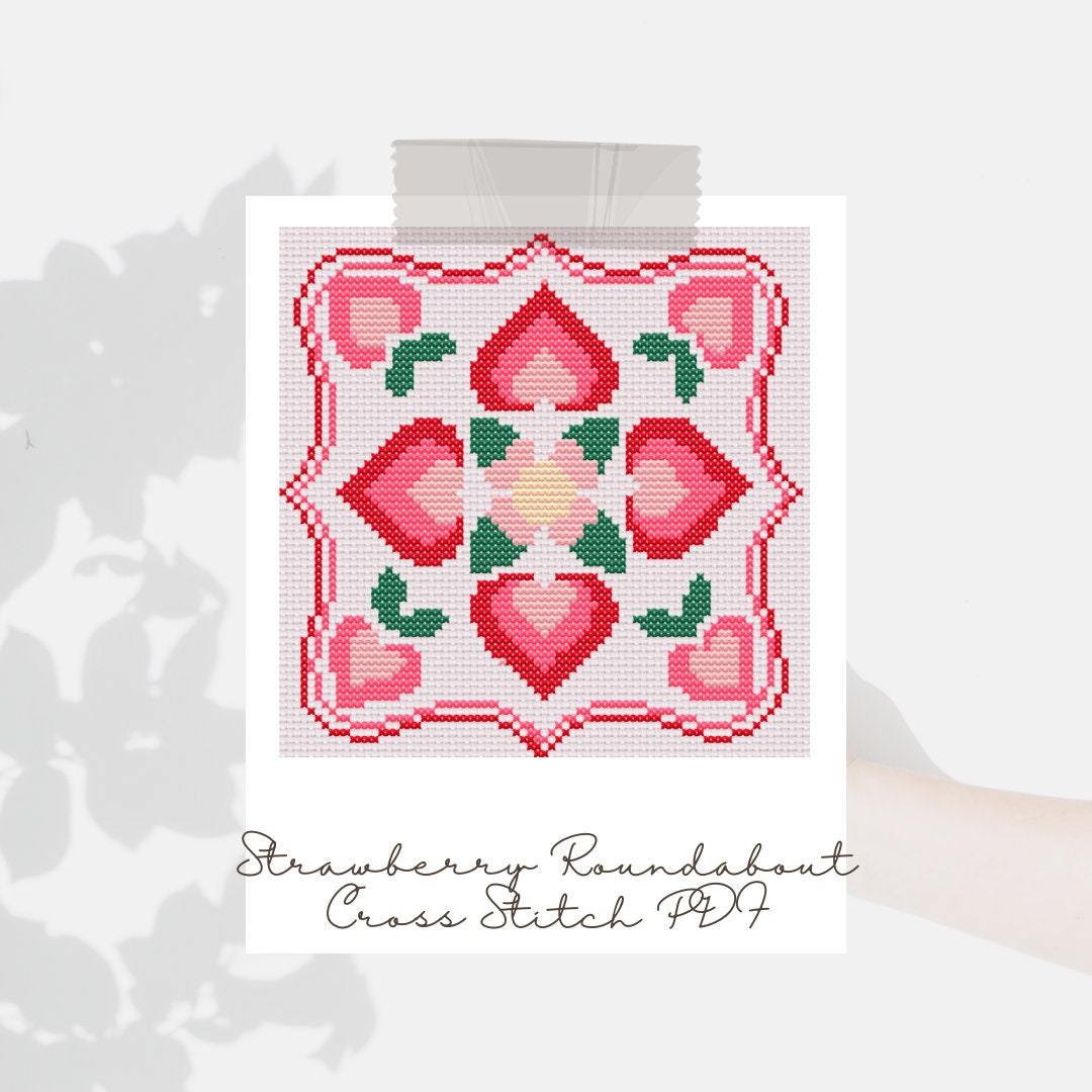 Strawberry Roundabout Spring Summer Cross Stitch PDF Downloadable Pattern - Etsy