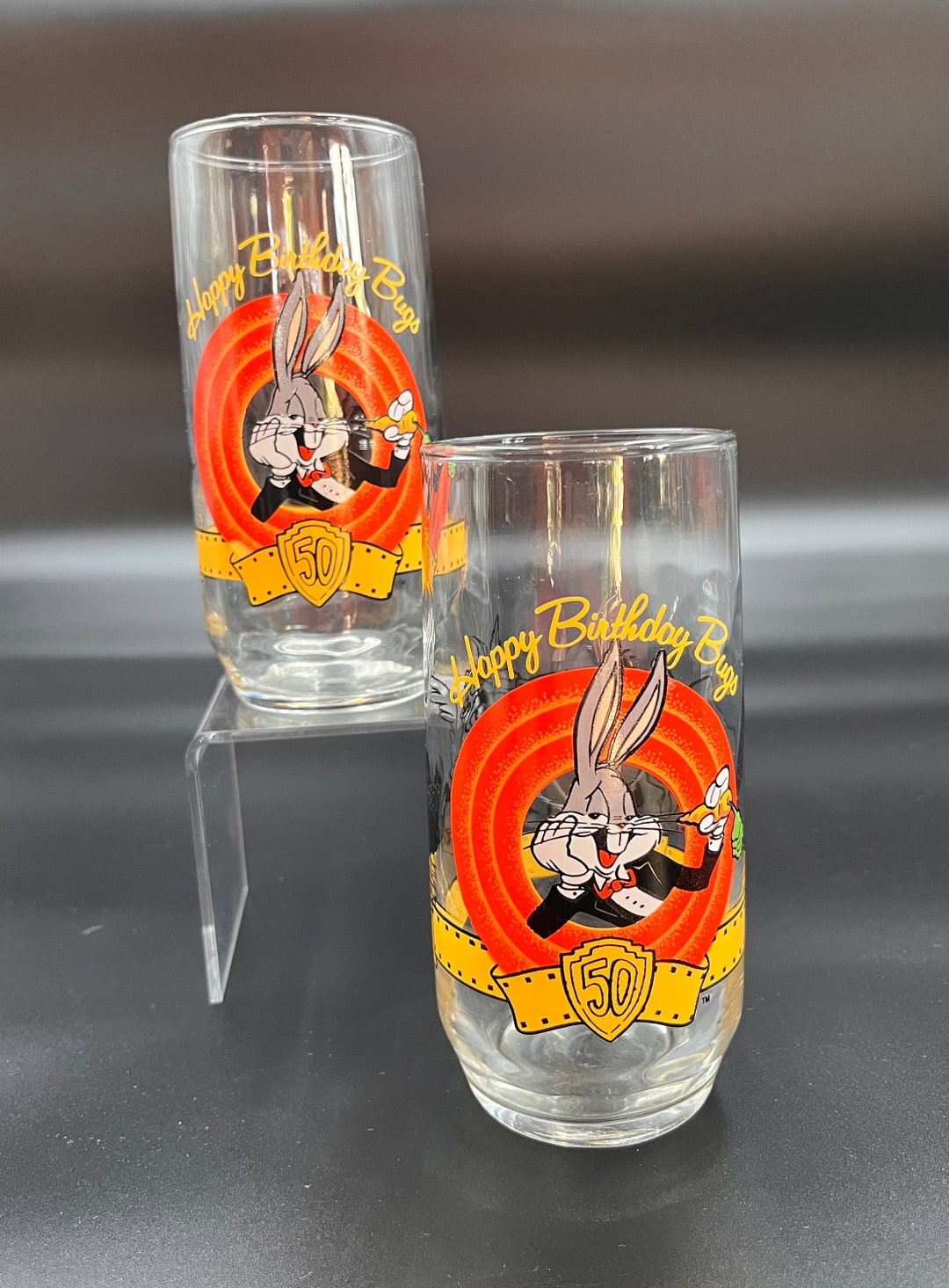 Two 1990 Bugs Bunny Warner Bros Drinking Glasses - Etsy