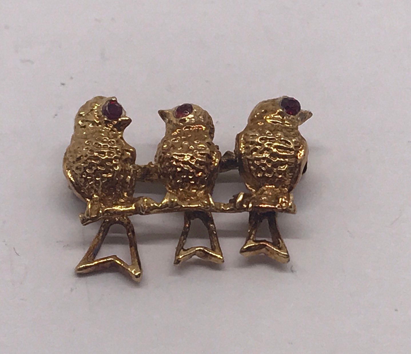 Vintage Sterling Silver Plated Gold 3 Mini Birds on a Branch Pin Brooch ...