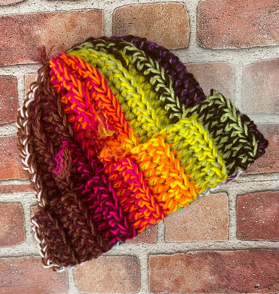 Unisex Crochet Scrap Beanie Crochet Scrappy Hat Happy Scrappy Crochet ...