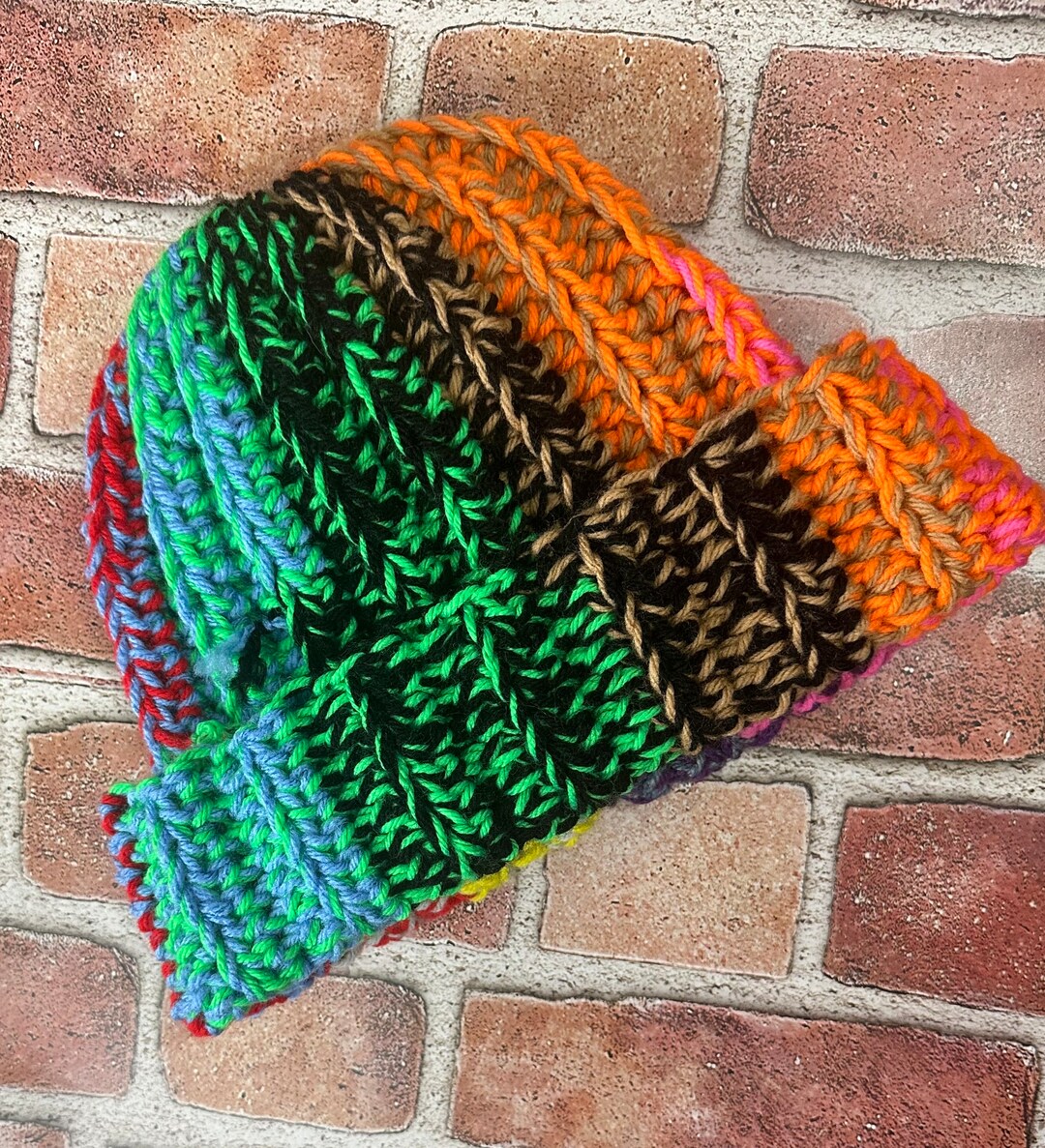 Unisex Crochet Scrap Beanie Crochet Scrappy Hat Happy Scrappy Crochet ...