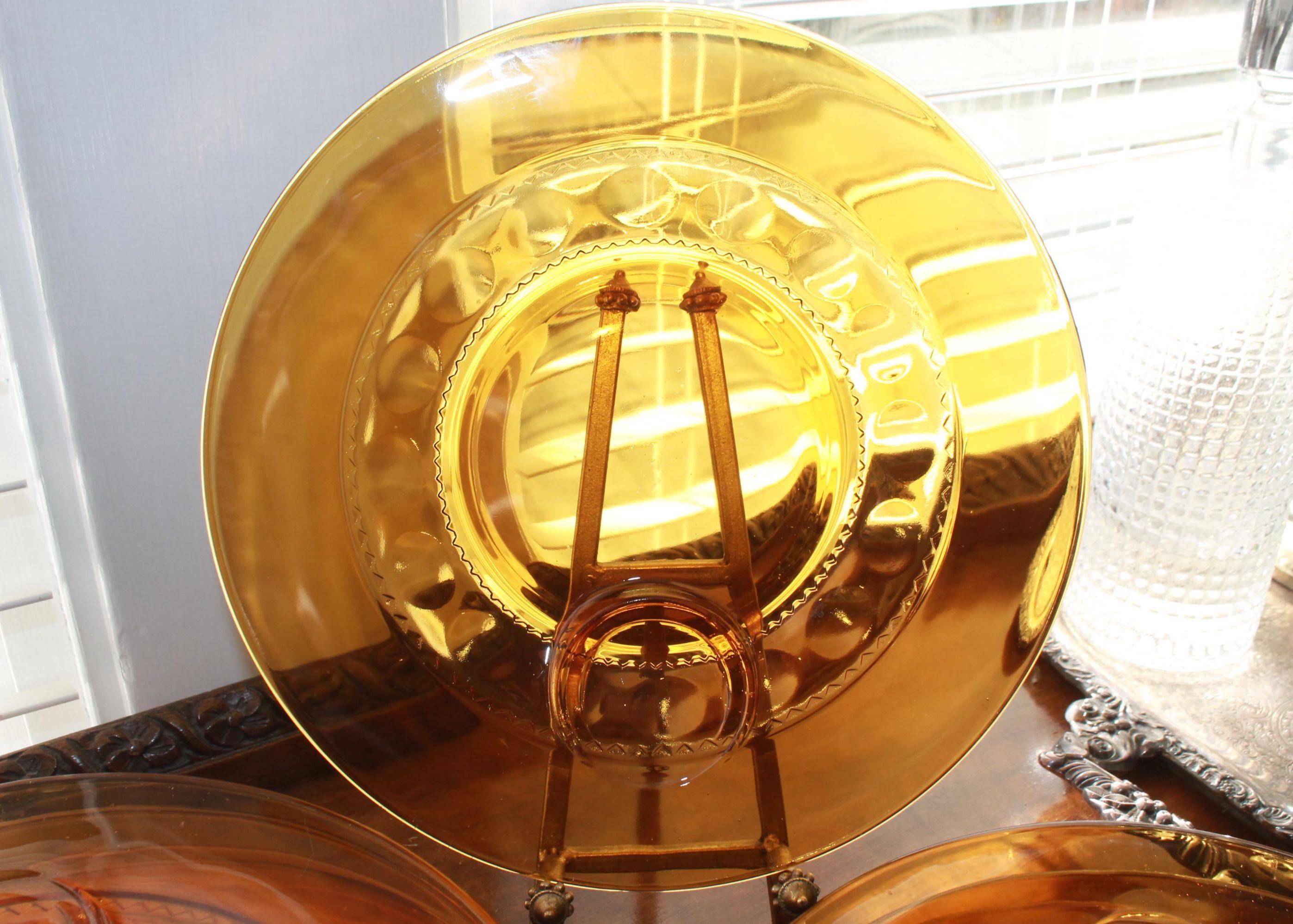 Vintage 1960s Indiana Glass King's Thumbprint Amber Plates | Dinner ...