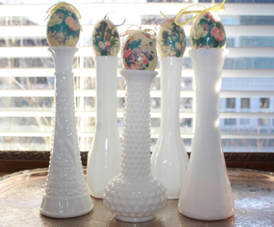 Vintage Milk Glass Vases, Milk Glass Candle Sticks, Home Decor, Cottage ...