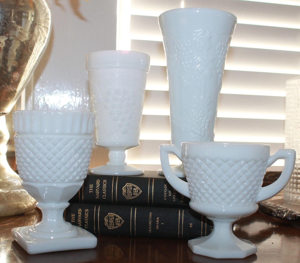 Vintage Milk Glass Vases - Choose Your Style in Dropdown Menu | Vintage ...