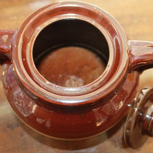 Vintage Boston Baked Beans Brown & Tan Crock With Lid and Blue ...