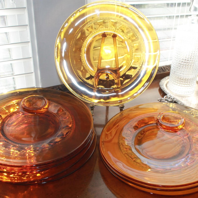 Amber Glass Plates - Etsy