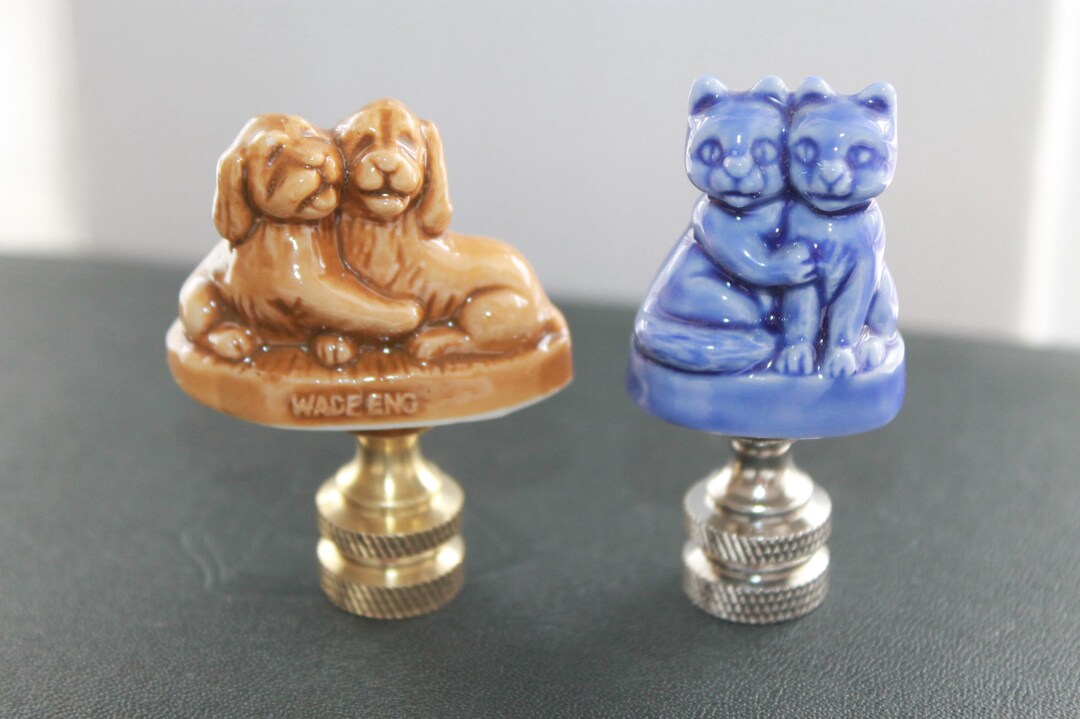Vintage Wade Porcelain Hugging Dogs or Cats Lamp Finial – Dog Gift ...