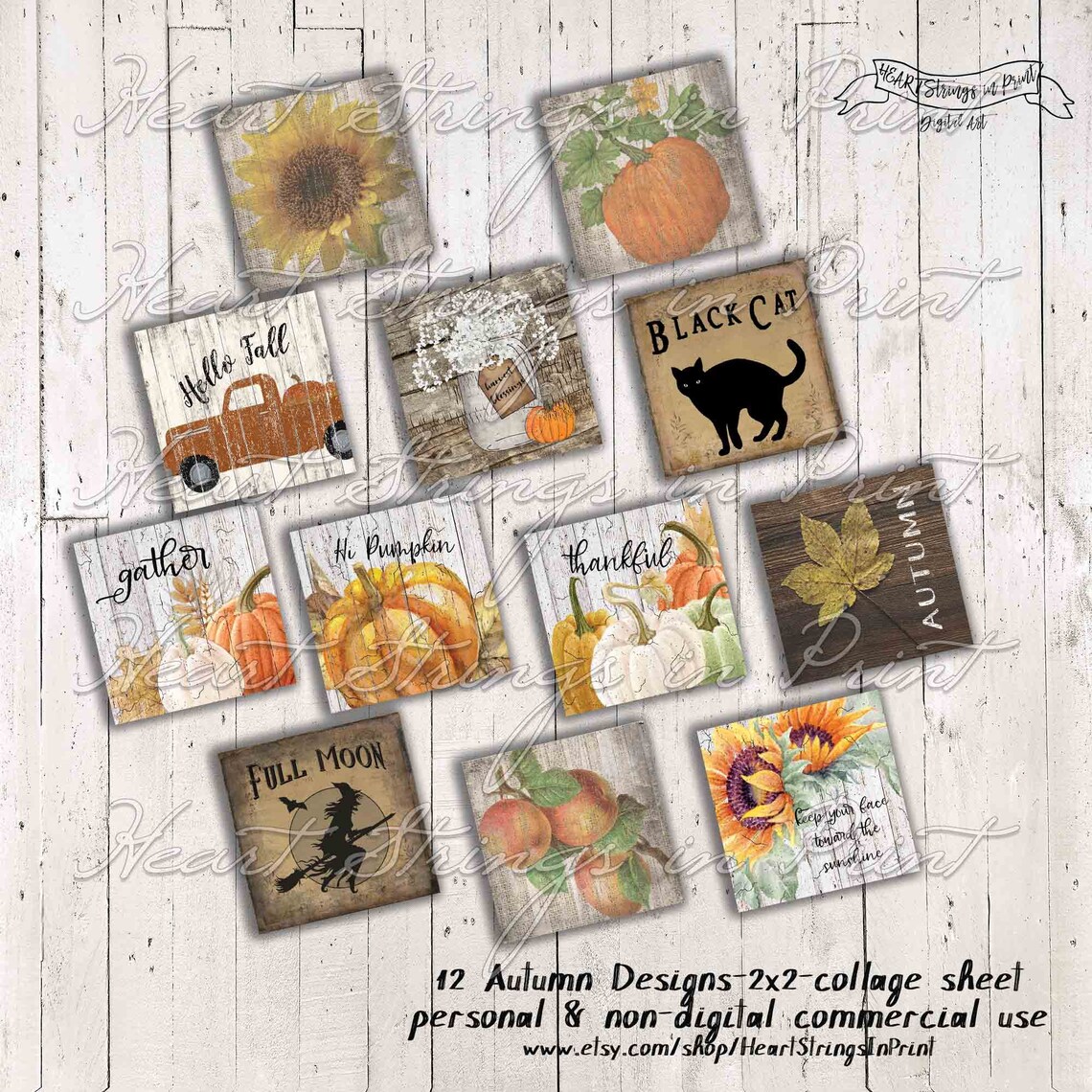 Autumn 2x2 Inch Image Digital Collage Sheet Primitive - Etsy