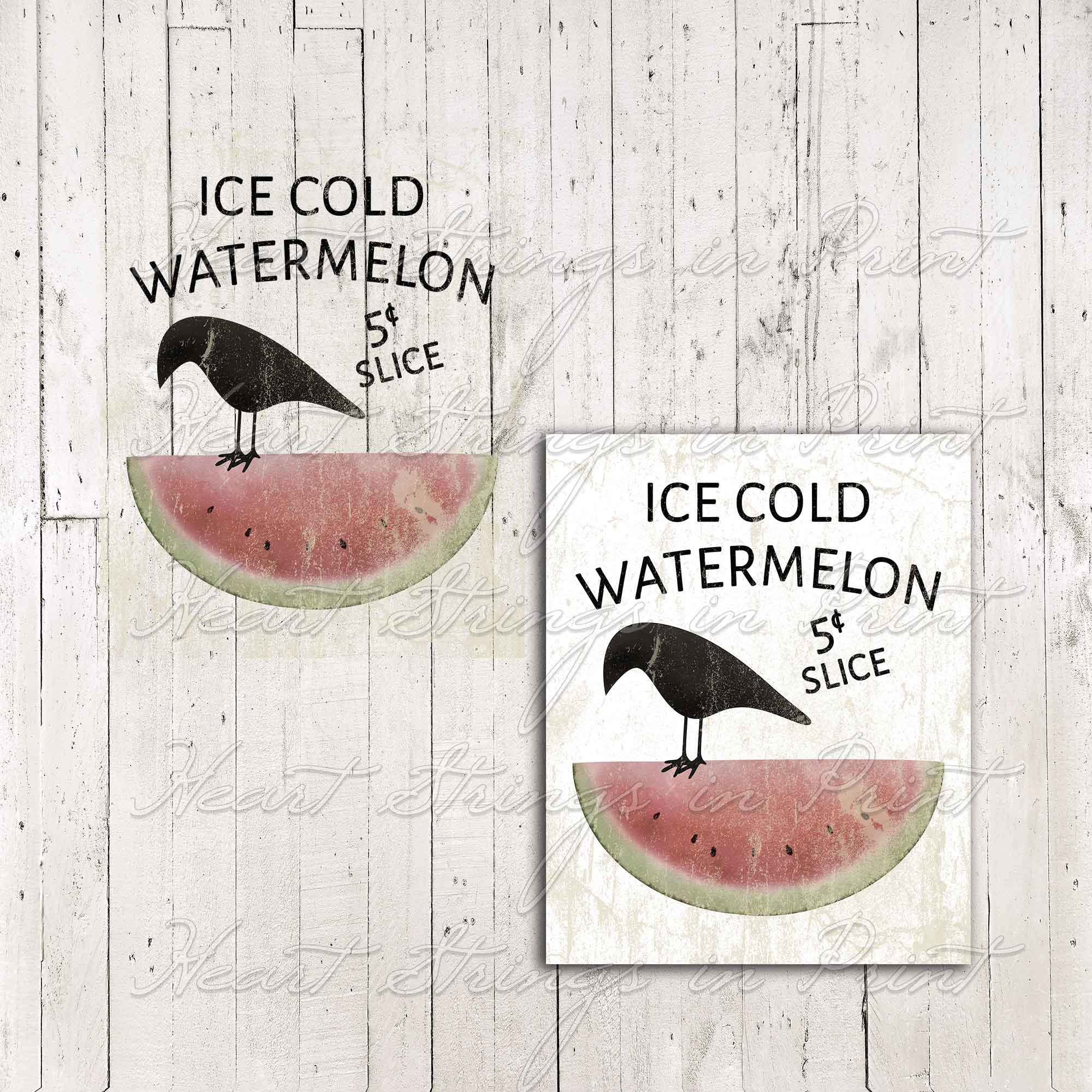 Ice Cold Watermelon 5 Cents Americana Printable 8x10 Sign | Etsy