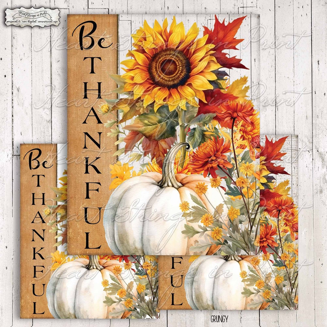 Be Thankful, Digital Print, Autumn 8x10 Art Sign, PNG, Sublimation ...