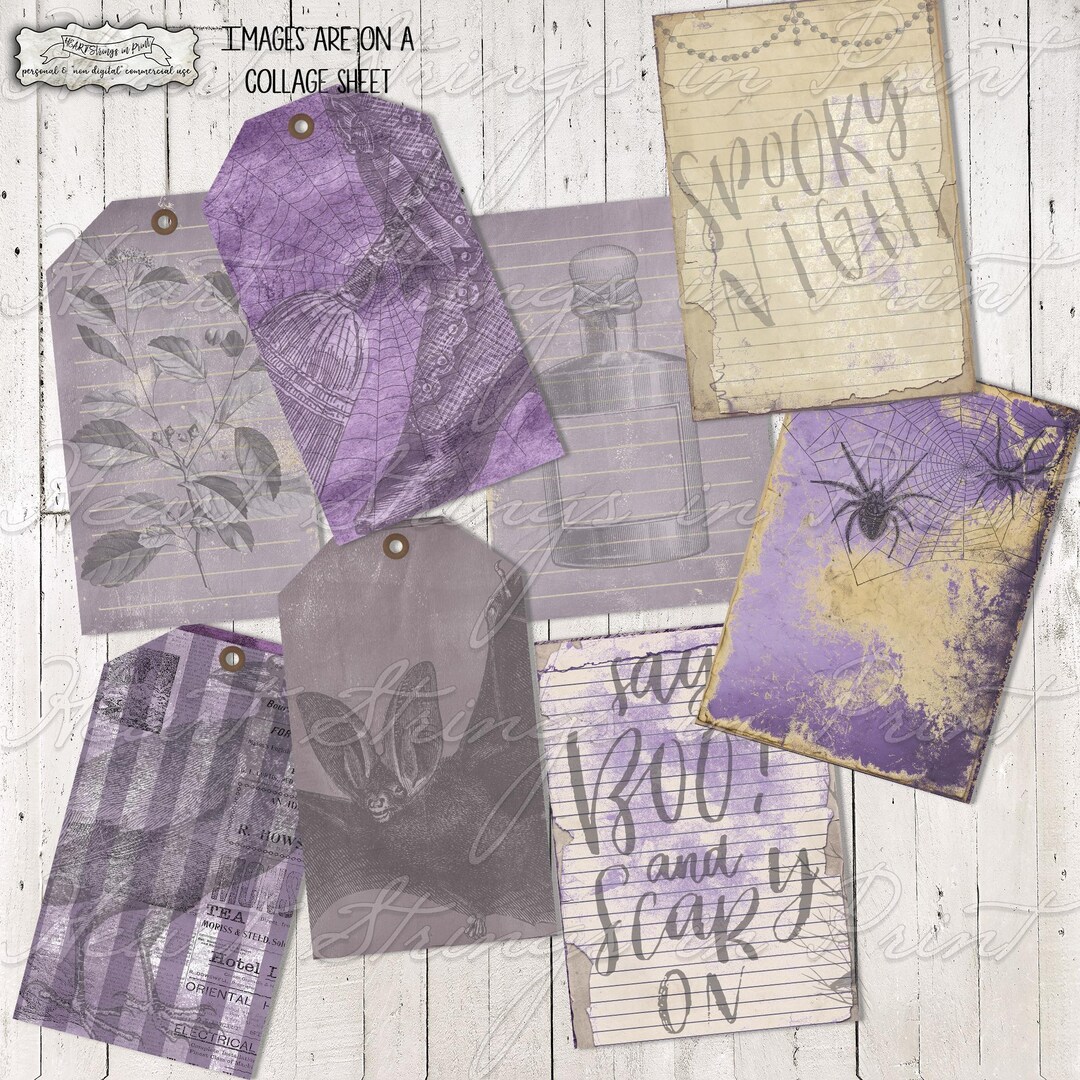Vintage Halloween Printable, Tags, Cards, Collage Sheet, Ephemera ...