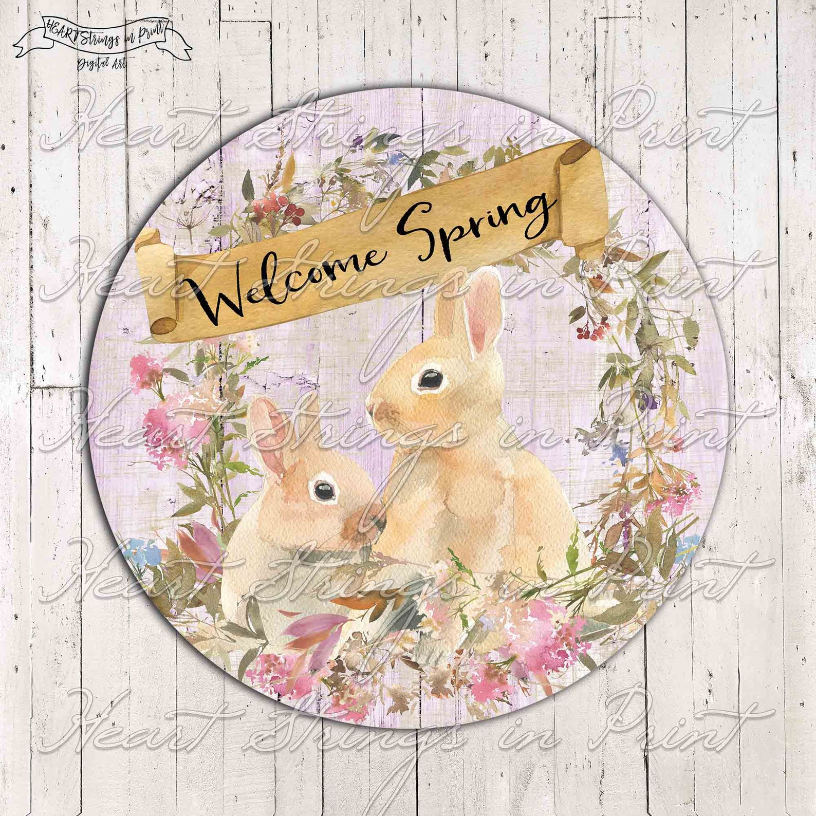 Welcome Spring Wreath Sign Digital Wreath Sign Collage | Etsy