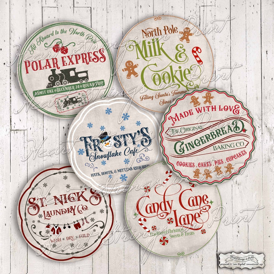 Christmas Fun Circle Designs, Ornaments, Coasters, Digital Collage ...
