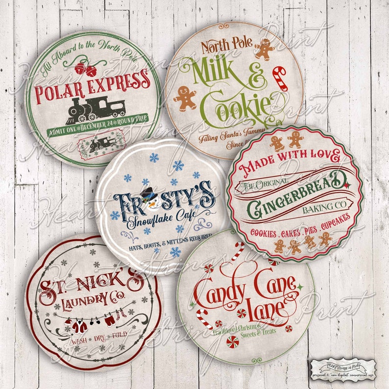 Christmas Fun Circle Designs Ornaments Coasters Digital - Etsy