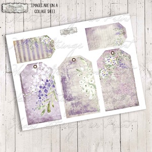 Wisteria and Lavender, Printable Tags, Gift Tags, 2 Sizes, Collage ...