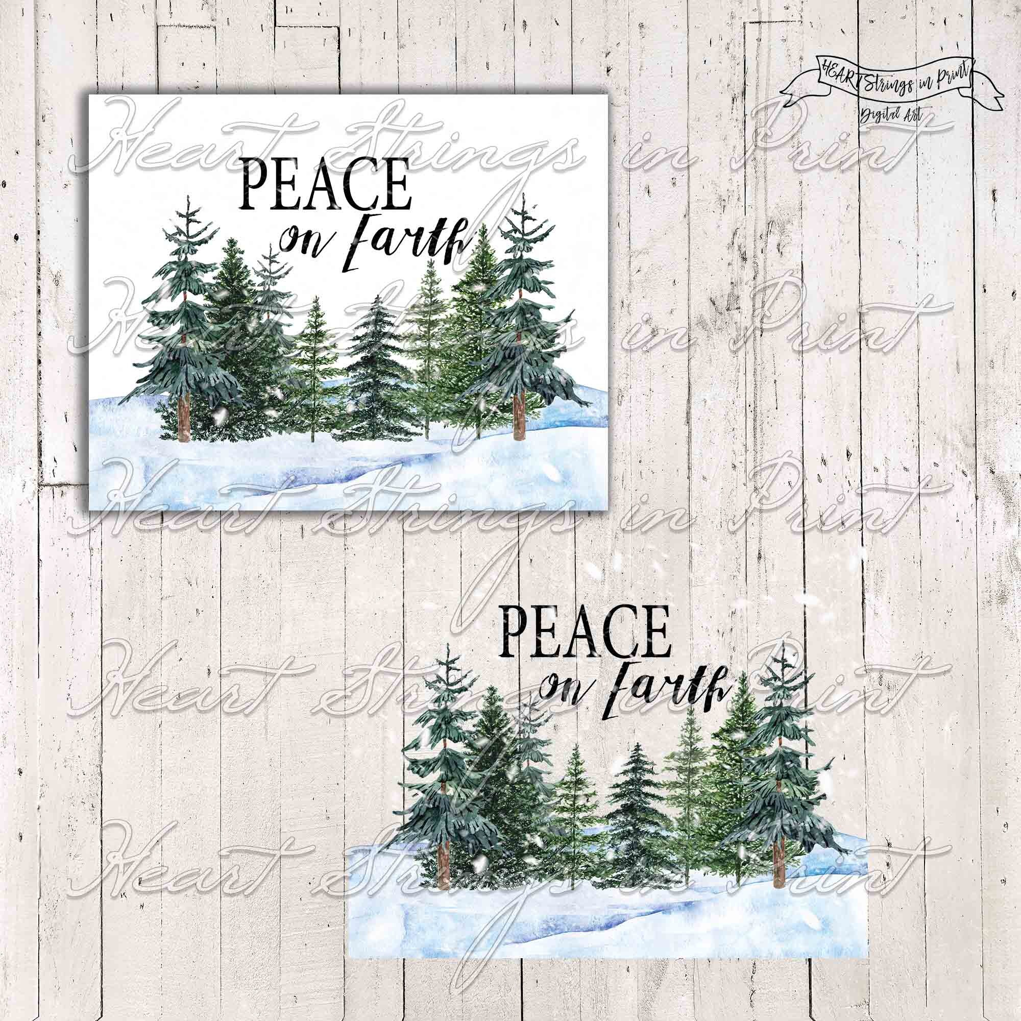 Peace on Earth Christmas Printable Primitive Print 8x10 | Etsy