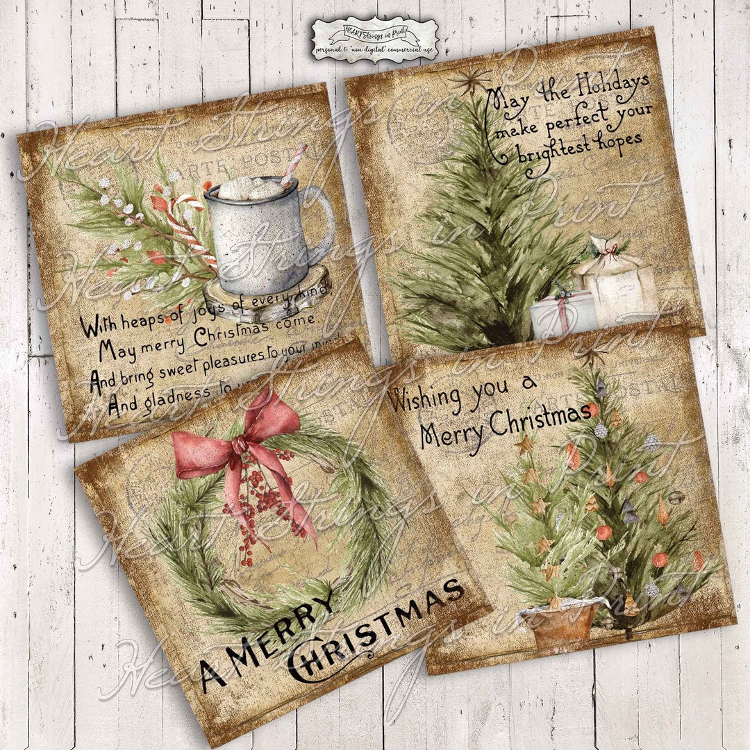 An Old Fashioned Christmas Printable, 4x4 Collage, Winter Mini Prints ...