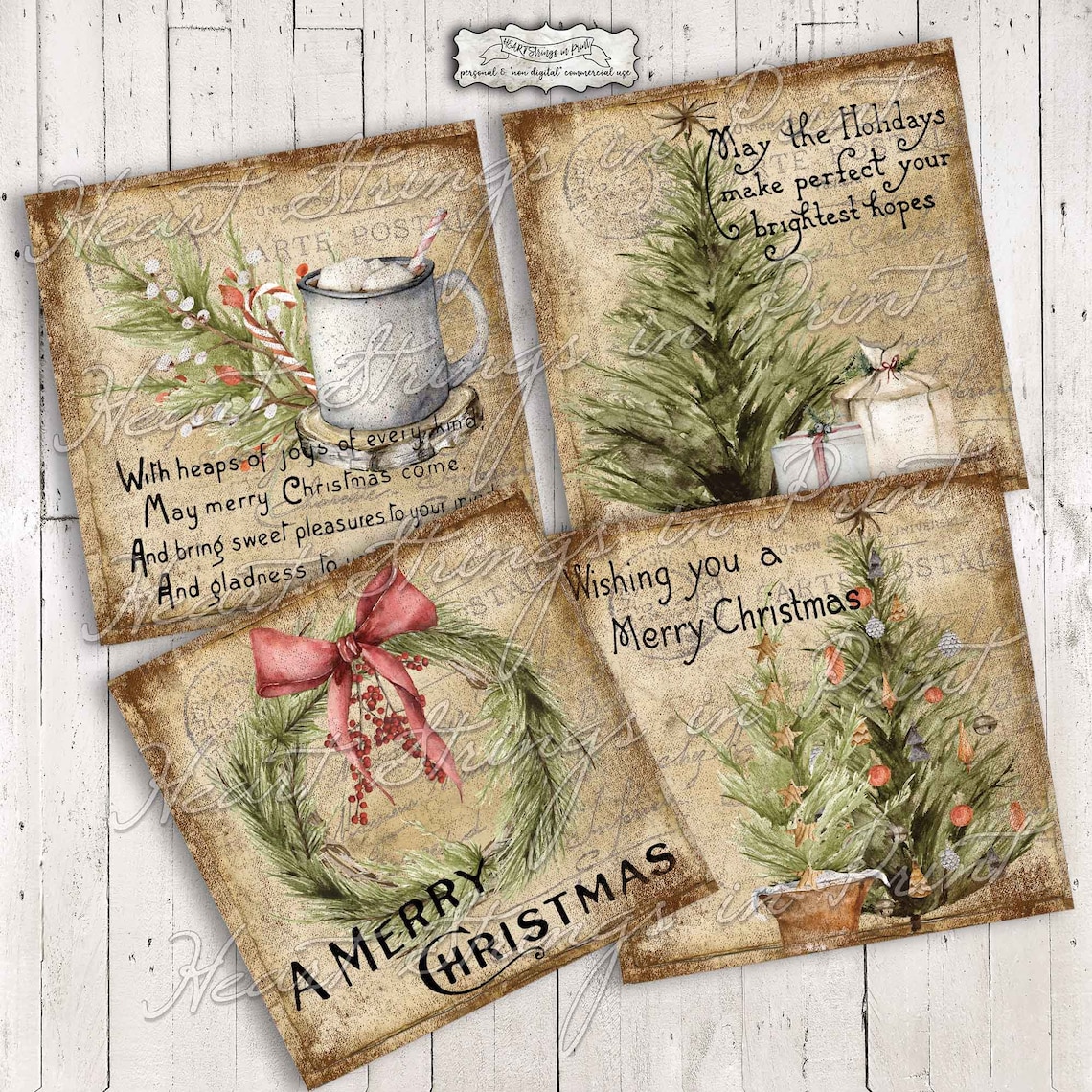 An Old Fashioned Christmas Printable, 4x4 Collage, Winter Mini Prints ...