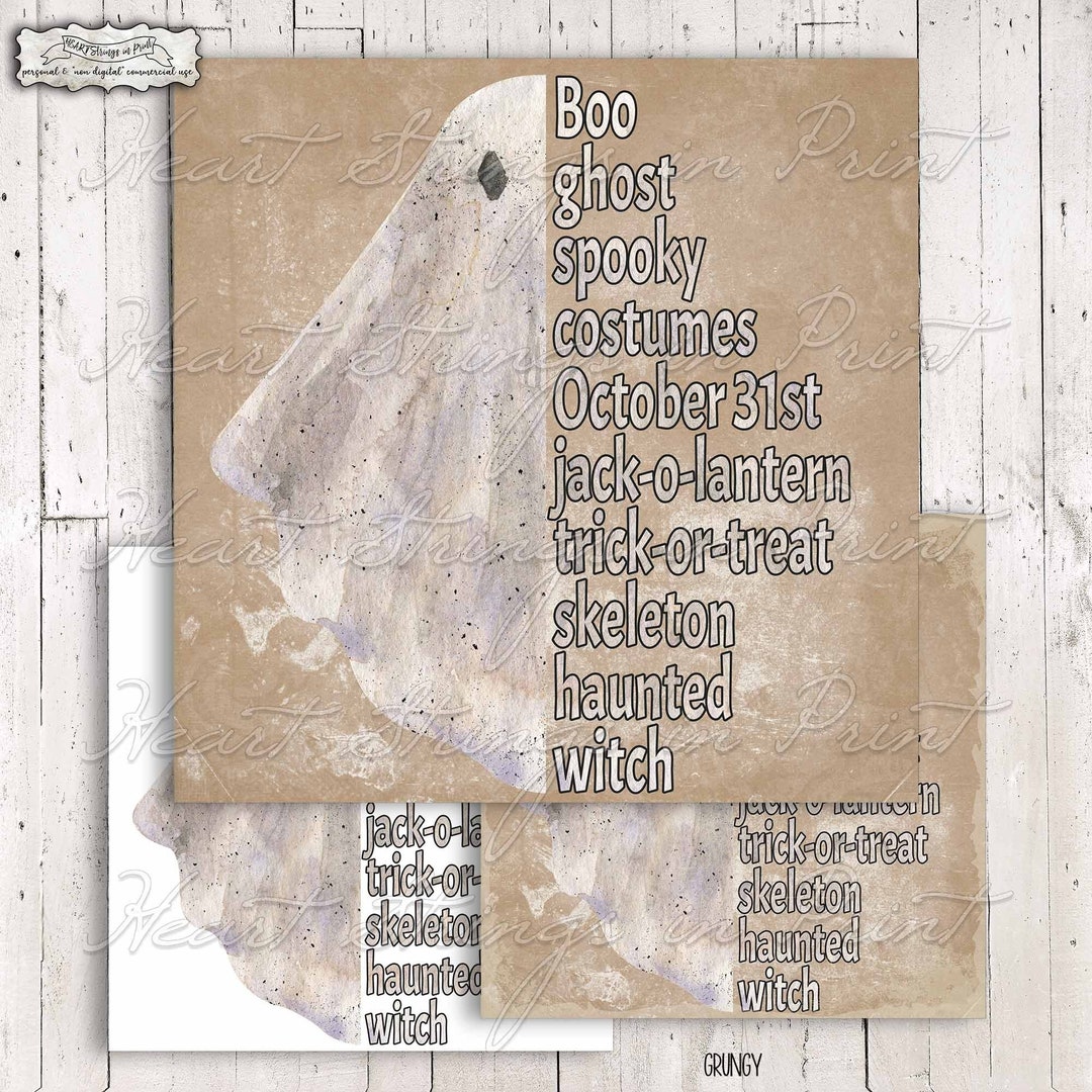 Halloween Ghost Word Art Digital Print, 8x8 Art Sign, PNG, Sublimation ...