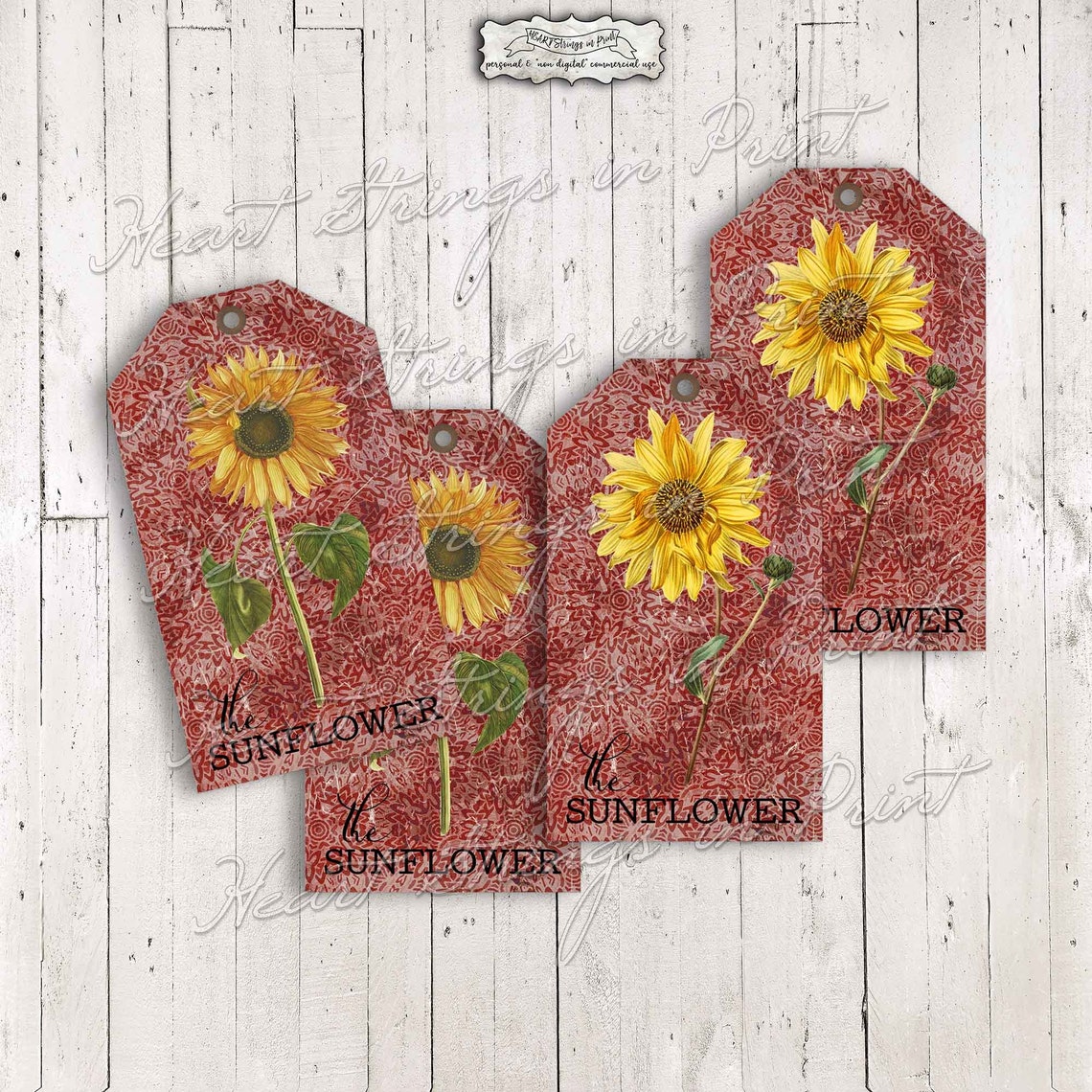 The Sunflower Printable Tags Ephemera Spring Gift Tags - Etsy