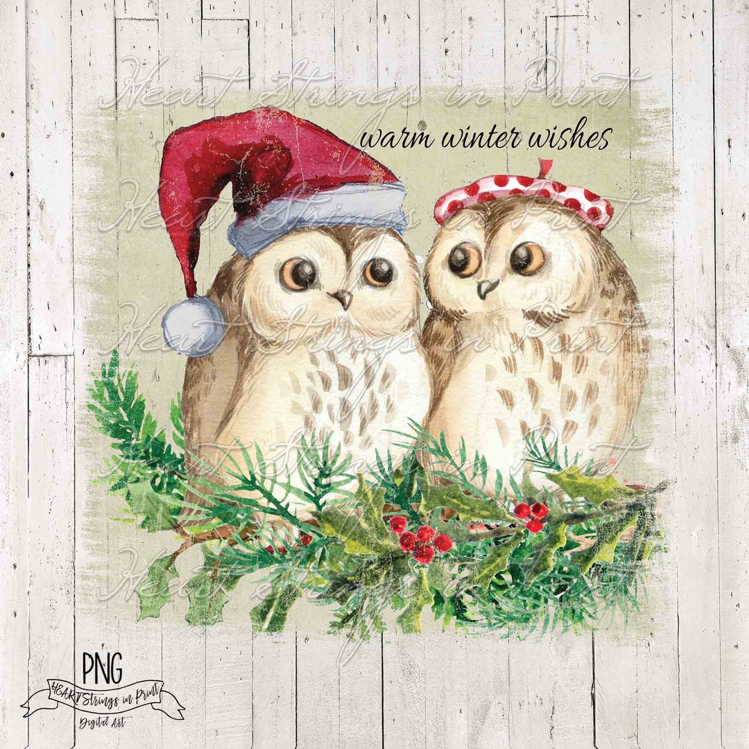 Warm Winter Wishes Owl Printable, Sublimation, PNG, Transfer Design ...