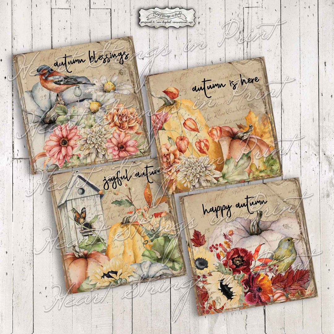 Autumn Seeds of Gratitude Printable, 4x4 Image Collage Sheet, Ephemera ...