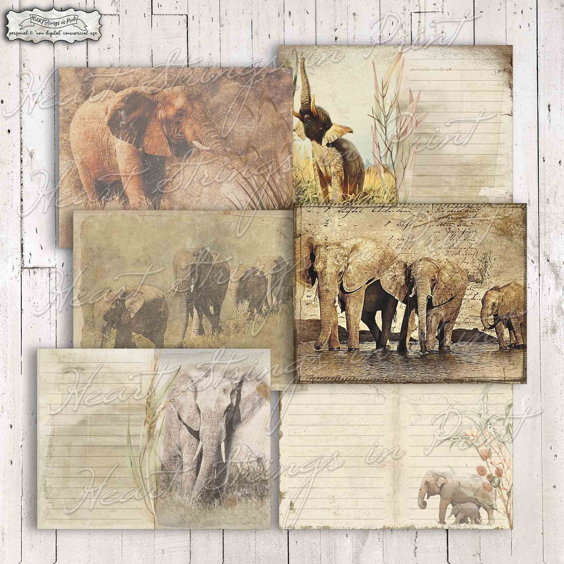 The Grand Elephant Junk Journal Pages Printable 8.5 X 11 - Etsy