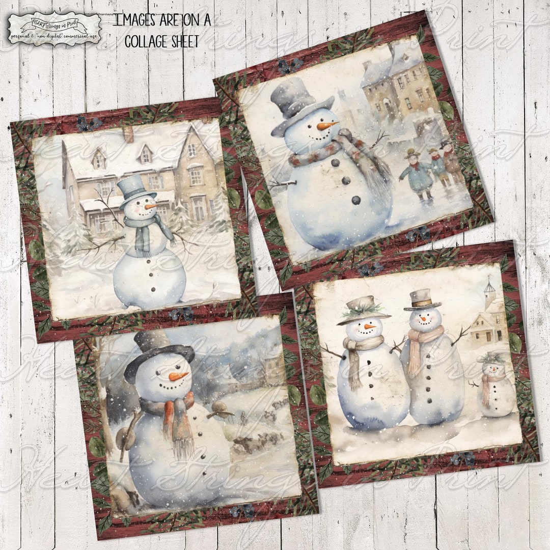 Snowmen and Pine Printable, Mini Prints, Winter, Coaster Designs ...