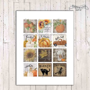 Autumn 2x2 Inch Image Digital Collage Sheet, Primitive, Printable ...
