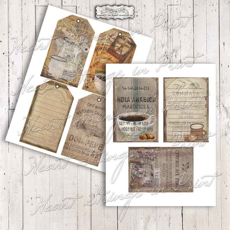 Coffee First Ephemera Tags and Journal Cards Printable - Etsy
