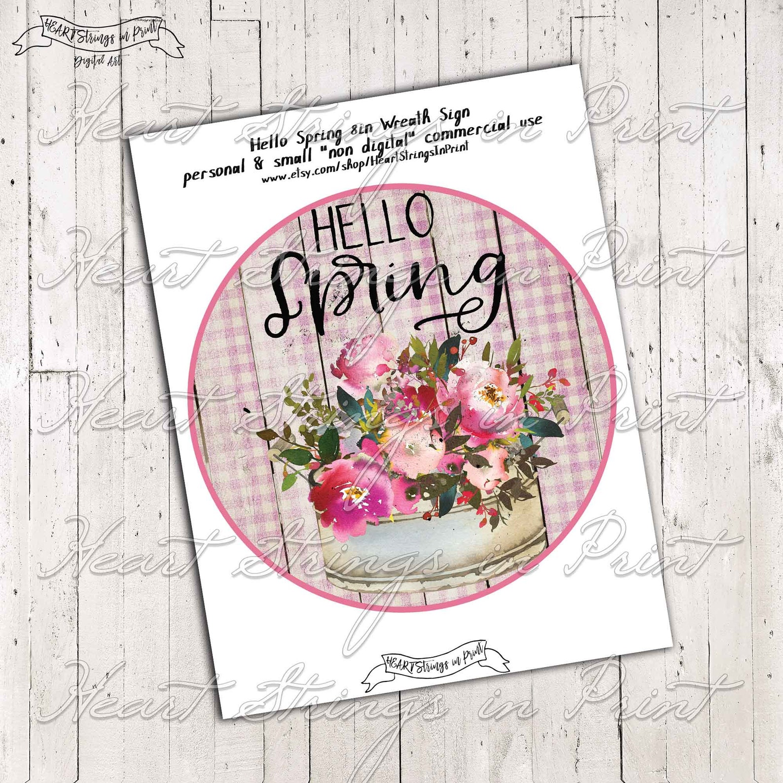 Hello Spring Wreath Sign Digital Wreath Sign Collage Sheet - Etsy