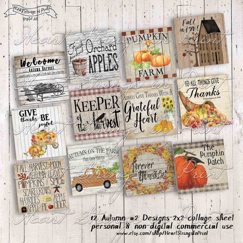 Autumn 2x2 Inch Image Digital Collage Sheet Primitive - Etsy