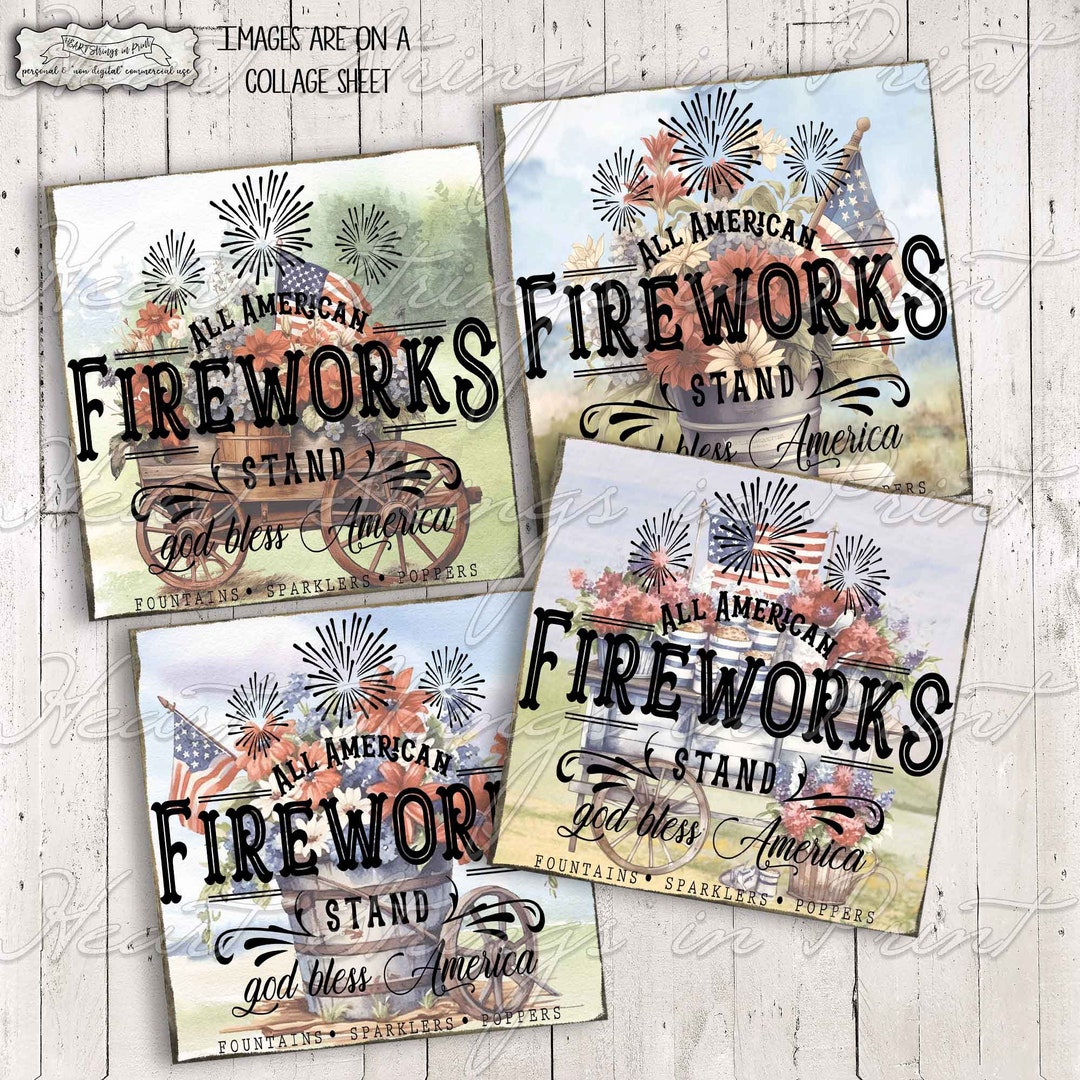 All American Fireworks Stand Printable, Coaster Designs, 4x4 Image ...