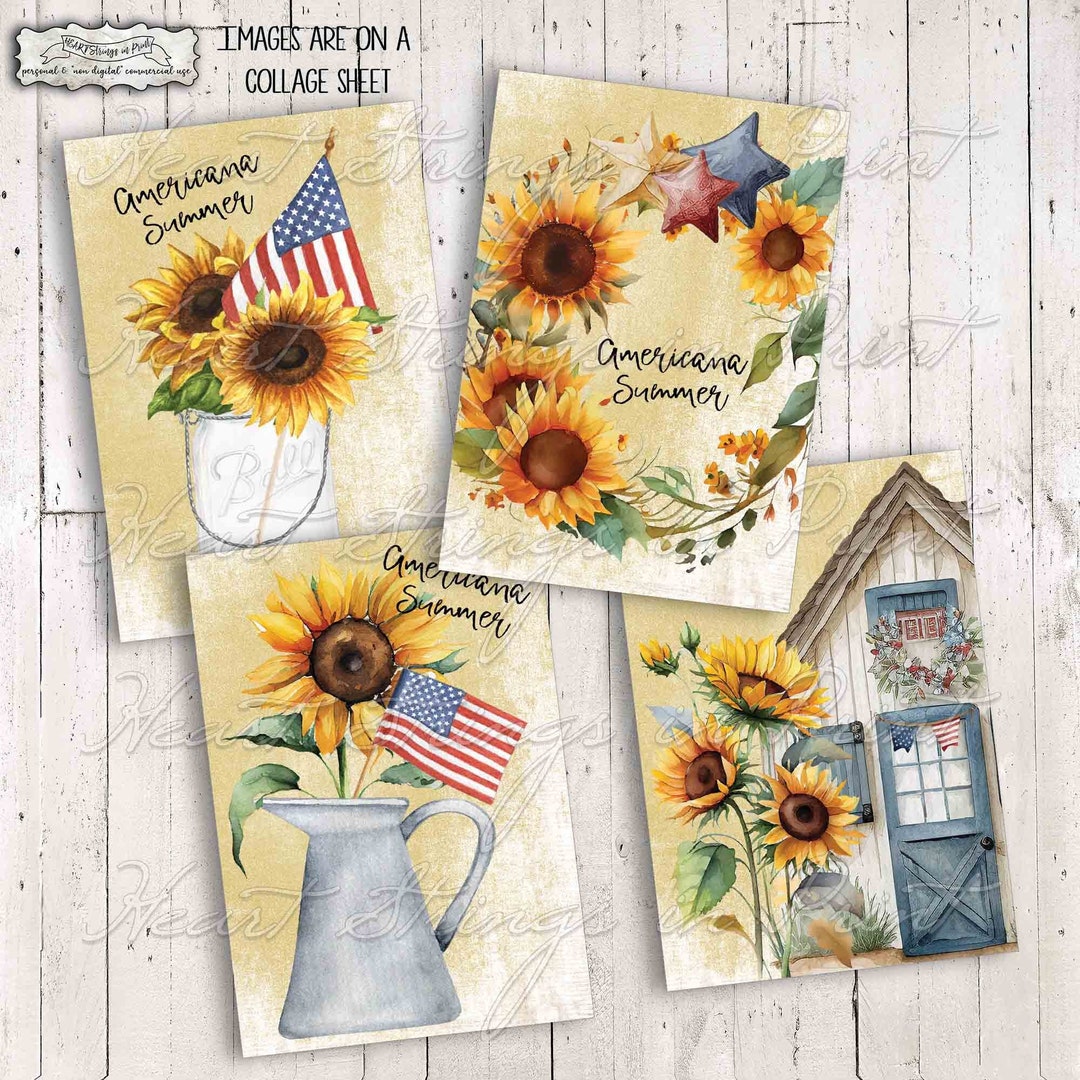 Americana Summer Ephemera, Journal Cards, Scrapbooking, 3.5x5, Collage ...