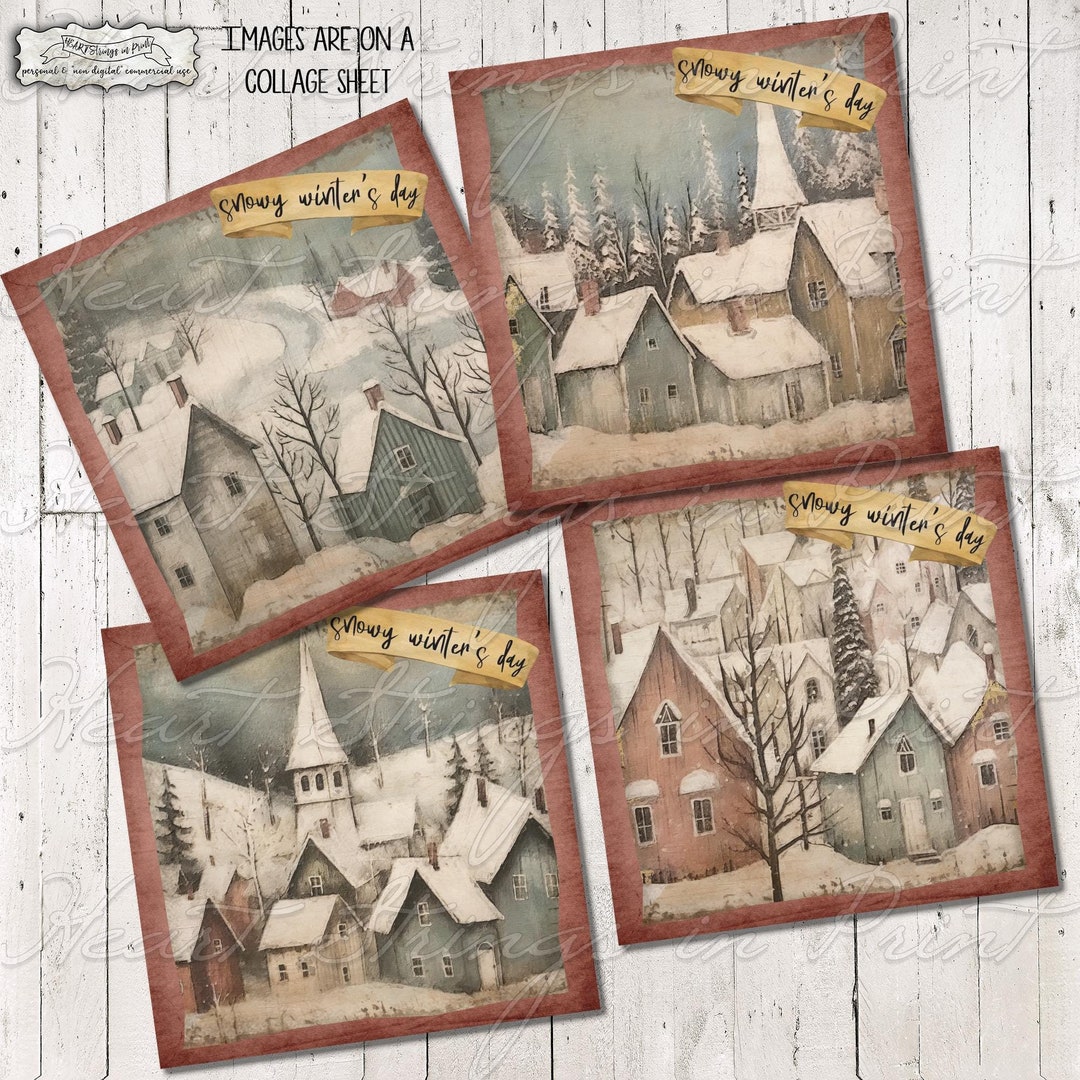 Snowy Winter's Day, Printable, Mini Prints, Coaster Designs, Ephemera ...