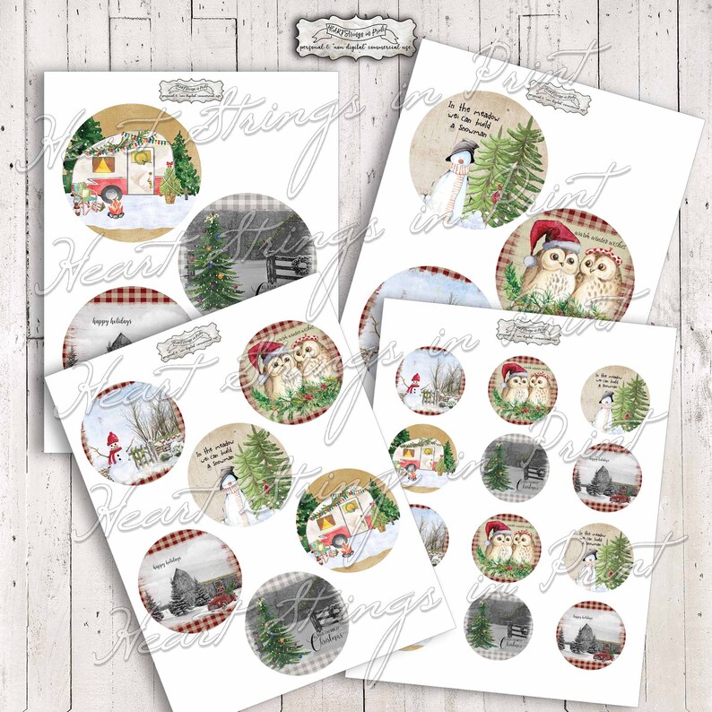 Winter Coaster Circle Printable, Collage, Pngs, Digital Download #1929 ...