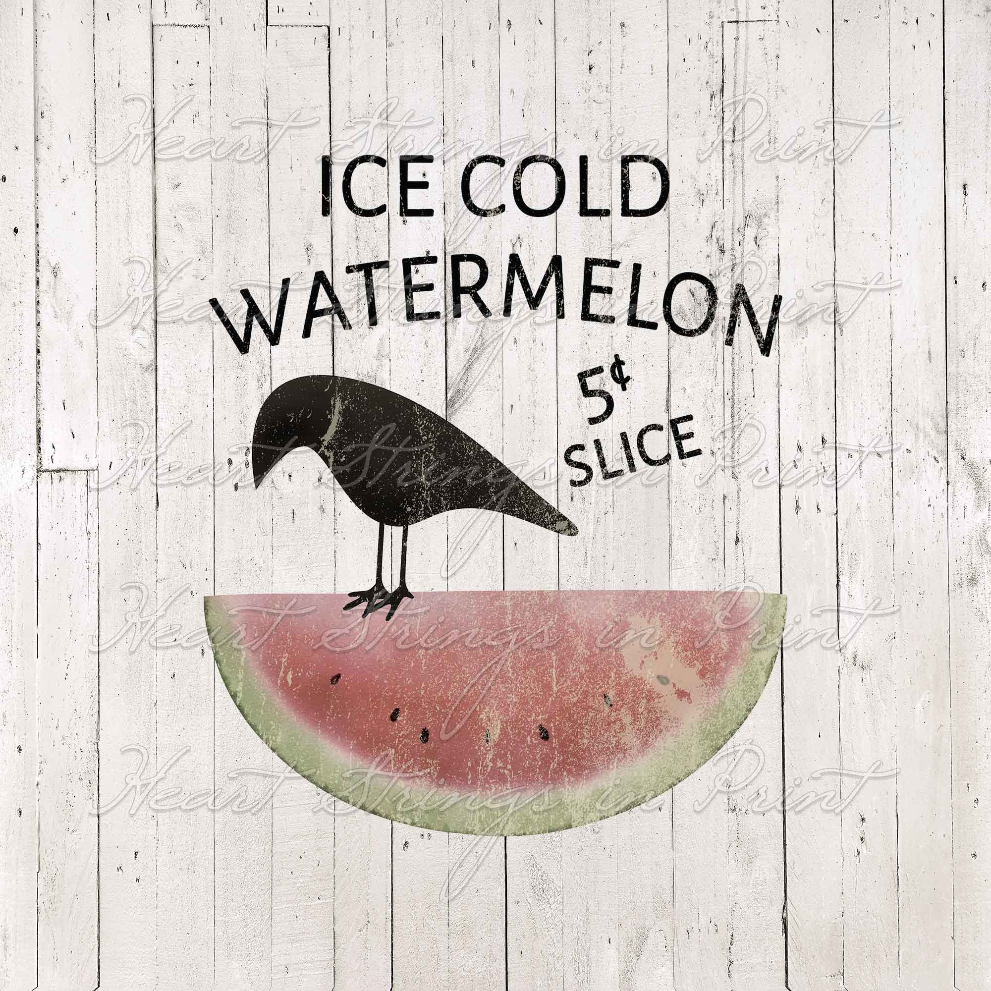 Ice Cold Watermelon 5 Cents Americana Printable 8x10 Sign | Etsy