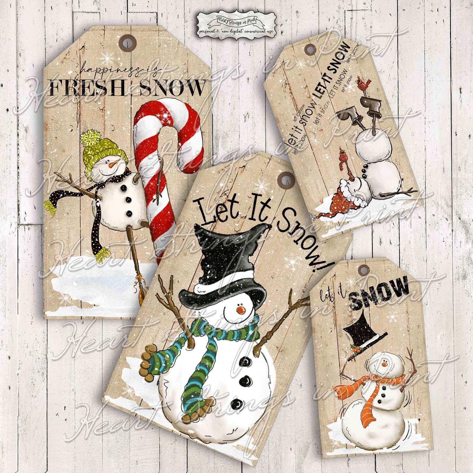 Let It Snow Snowmen Printable Tags Gift Tags 2 Sizes - Etsy