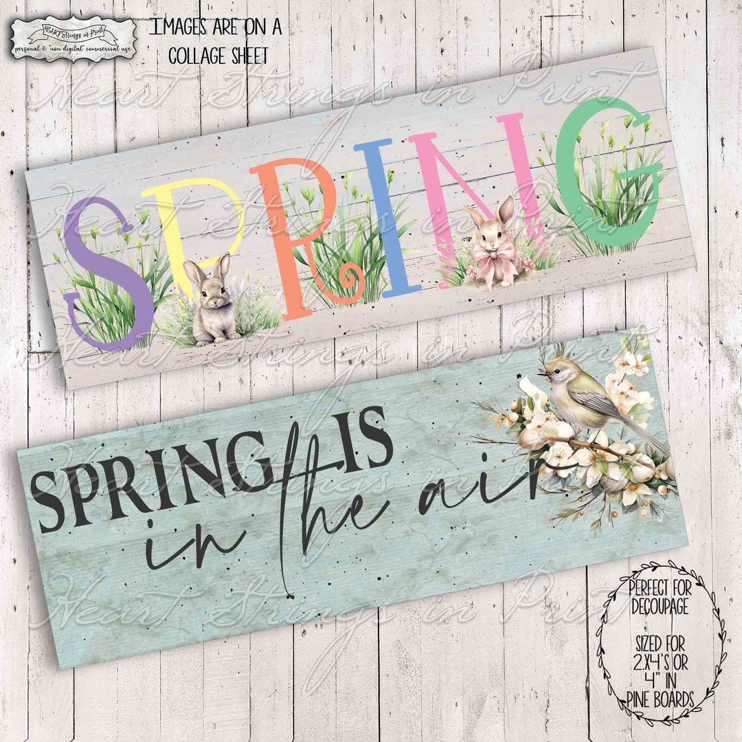 Spring Printable, Farmhouse Style, DIY Decoupage, Collage Sheet, Block ...