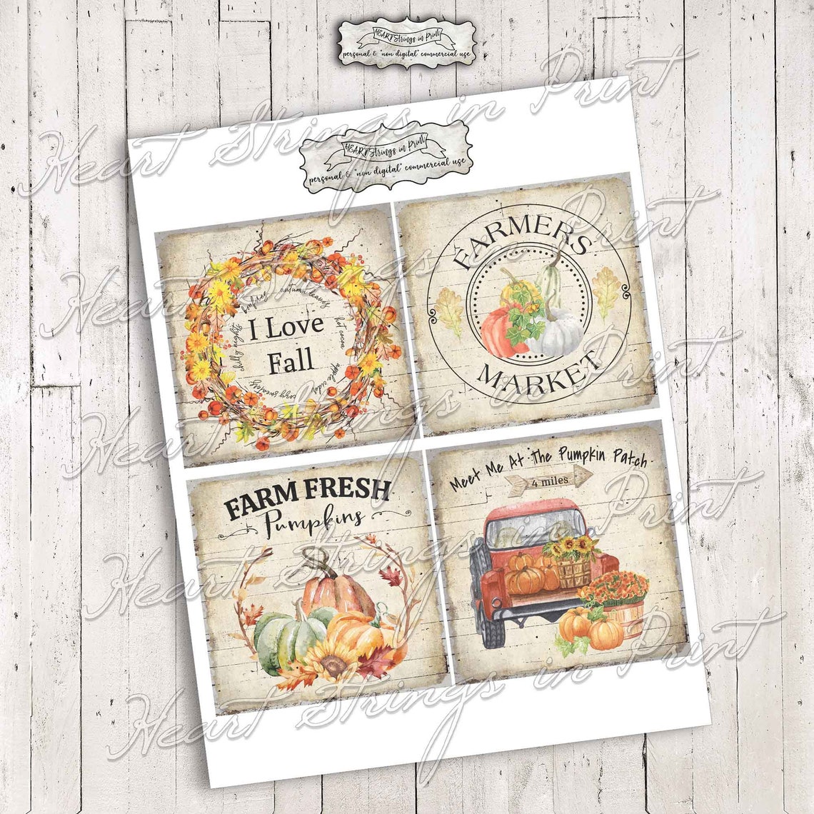 Autumn Collage Printable 4x4 Image Collage Sheet Primitive | Etsy