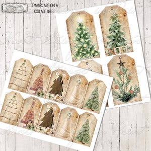Rustic Boho Christmas Printable Tags, Holiday Tags, Collage Sheet ...